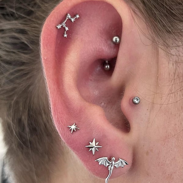 Angel Wings Piercing (single) Mix Marquise Cz Piercing, 925 Sterling ...