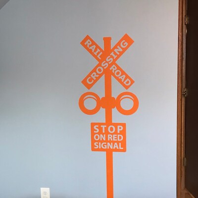 Railroad Crossing Sign Decal Train Crossing Wall Vinyl Train Wall Art ...
