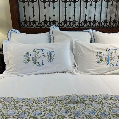 Set of 2 Monogrammed Pillowcases / 100% Cotton / Embroidered Pillow ...