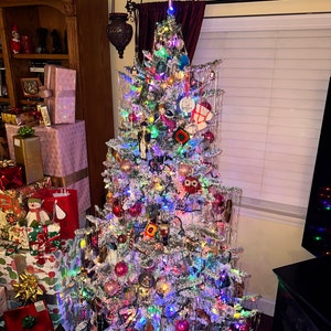 ONE Authentic Real LEAD Silver Christmas Tree TINSEL Antique Vintage 18 ...