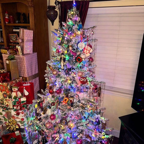 ONE Authentic Real LEAD Silver Christmas Tree TINSEL Antique Vintage 18 ...
