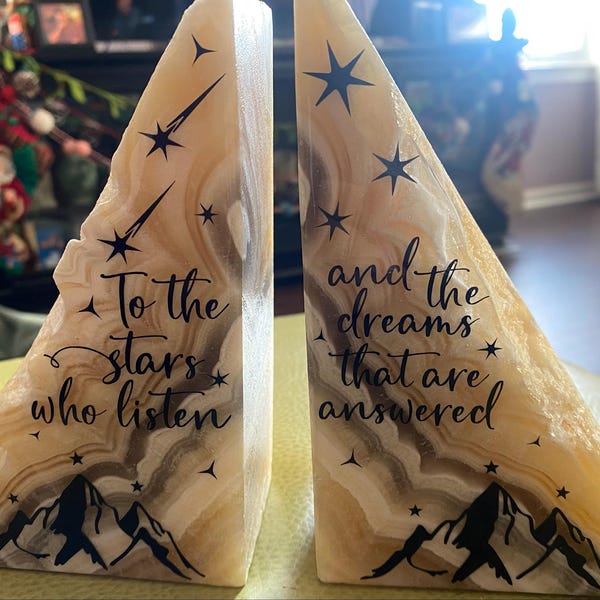 Pre- Order - Obsidian Bookends - Book Quote Bookends - Throne of Glass ...