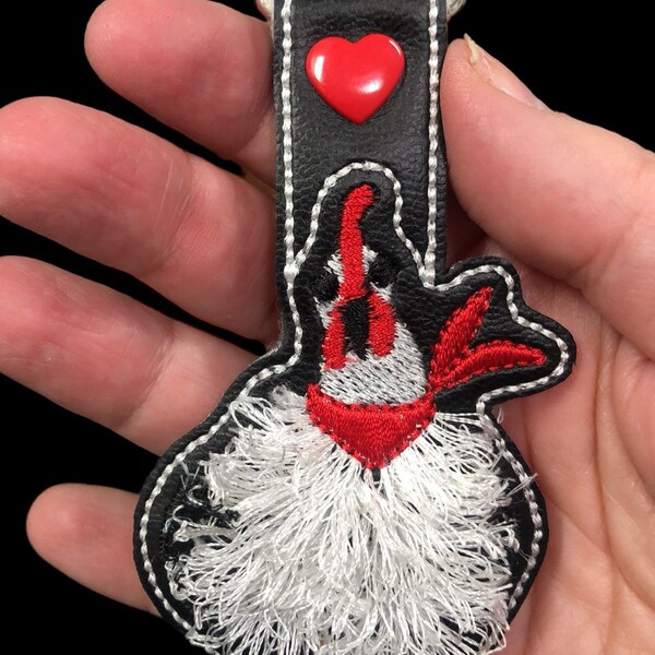 Fringed Chicken Key Fob Snap Tab SET of 2 Chicken Keychain in the Hoop ...