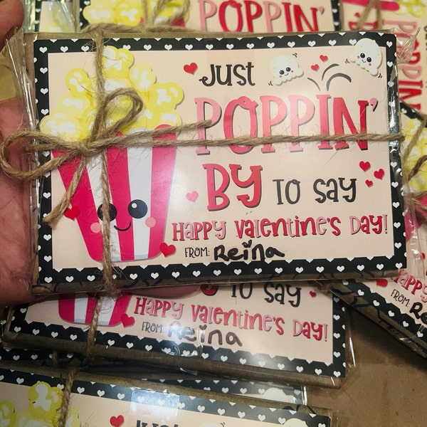 PRINTABLE Just POPPIN' BY to Say Happy Valentine's Day! Tag | Instant ...