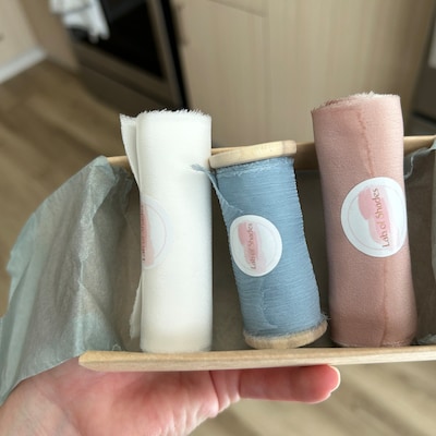 Neutral Hand Dyed Silk Ribbons, Wedding Ribbon With Frayed Edge, Pure ...