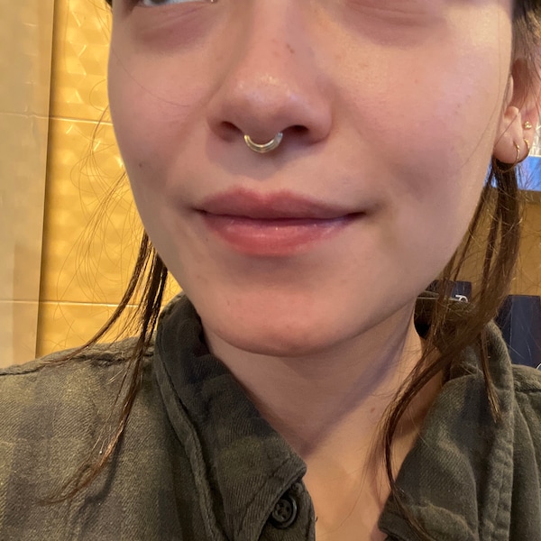Yellow Gold Triple Stacked Septum Ring ~ 3 in 1 Nose Hoop ~ Piercing ...