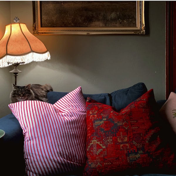 Any Size Red Turkish Kilim Throw Pillow Cover, Dark Red Bohemian Kilim ...