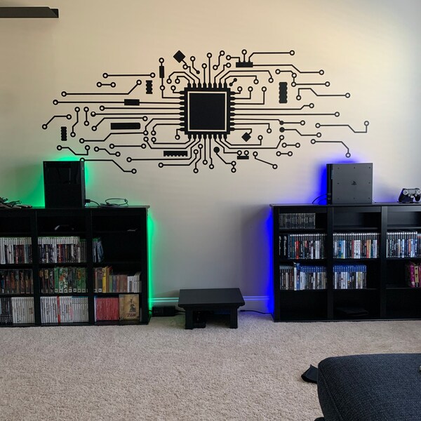 Technology Wall Decal - Vertical Circuit Board Wall Sticker Computer ...