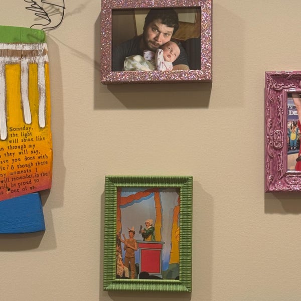 Eclectic Picture Frames Colorful Ridges Funky Decor Vintage Lime Green ...