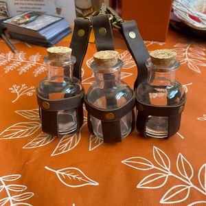 Set of Black Leather Potion Holders 2 3 Pieces Bottles for - Etsy