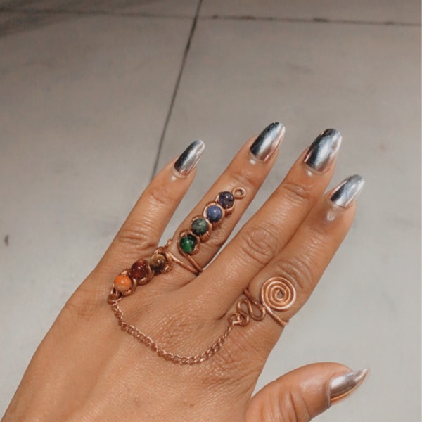 Authentic Chakra Ring, Copper & Crystal Chakra Wand Ring, Chakra ...