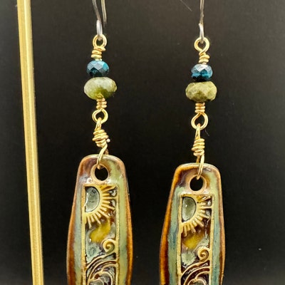 Drop Ceramic Earring Charms, Earthy Pendants to Jewelry Making, Boho ...