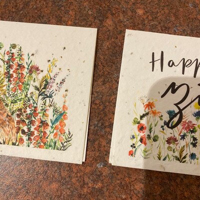 Poppys, Bees & Wildflowers Plantable Seed Card/ Seed Card Birthday Card ...