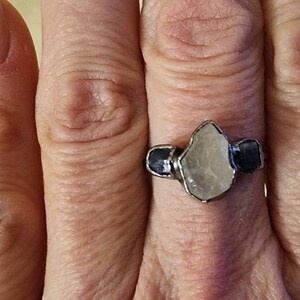 Emerald & Raw Diamond Ring Set Handmade Uncut Diamond Ring Raw Crystal ...