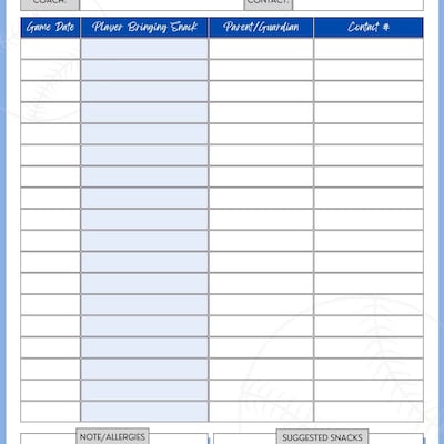 Printable Cheer Season Attendance Sheet Instant Download Template ...