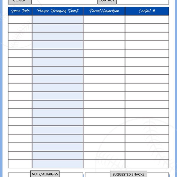 Printable Cheer Season Attendance Sheet Instant Download Template ...