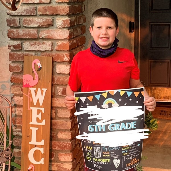 Pink First Day of School Sign Editable, Last Day of School Sign ...