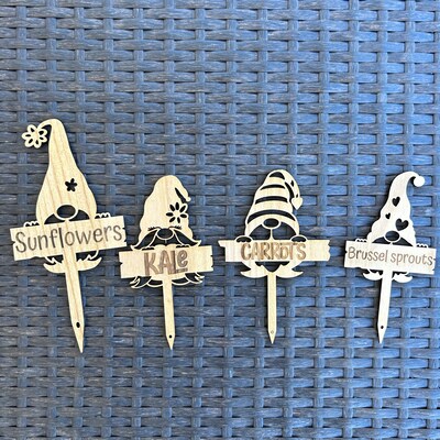 Gnome Garden Marker Template SVG Bundle File, Plant, Garden Stake ...