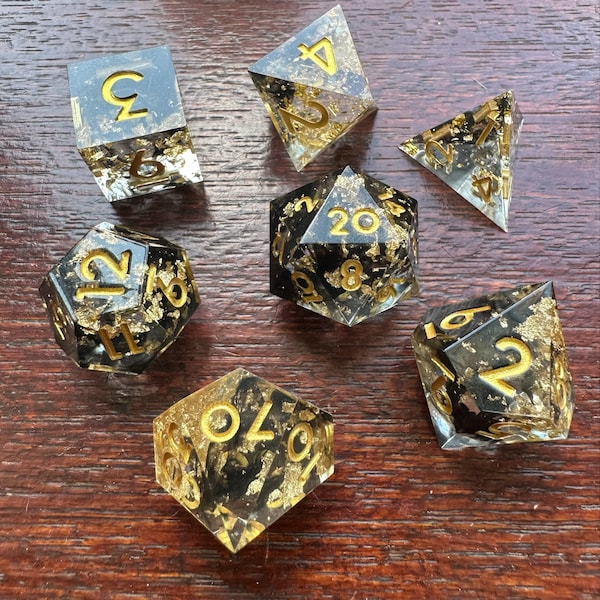 Handmade Blue Black DND D6, D20 Dice, Red Sharp Edge D&D Dice Set ...