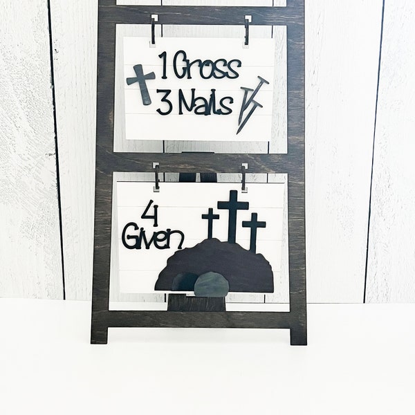 Insert for Ladder Farmhouse Interchangeable Sign, Religious Easter, 1 Cross, 3 Nails 4 Given ...