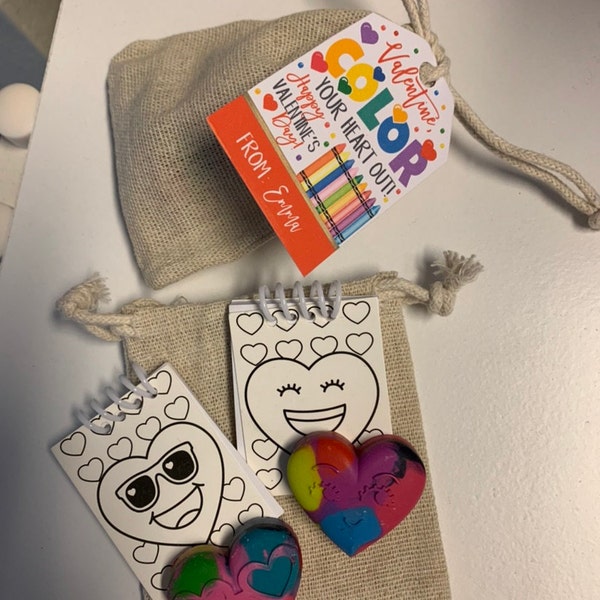 Valentine Crayon Gift Tags, Color Your Heart Out Non Candy Valentine ...
