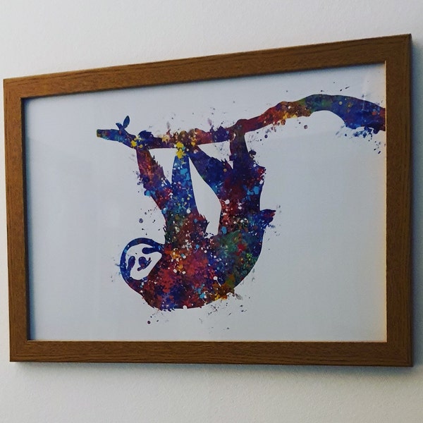Sloth Watercolour Print - Sloth Prints - Sloth Poster - Sloth Portrait ...