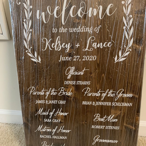 Bridal Party Sign | Wedding Program Sign |wedding Welcome Sign ...
