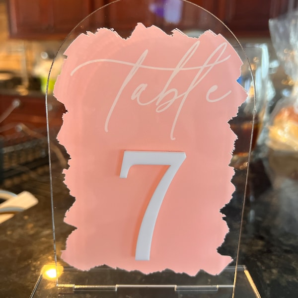 Brush Table Numbers | Painted Back Table Numbers | Acrylic Table ...
