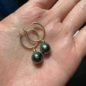 14K Yellow or White Gold Tahitian Black Pearl Simple Bail | Etsy