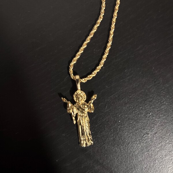 14k Yellow Gold Nugget Necklace, Real Gold Nugget Heart Necklace, 15mm ...