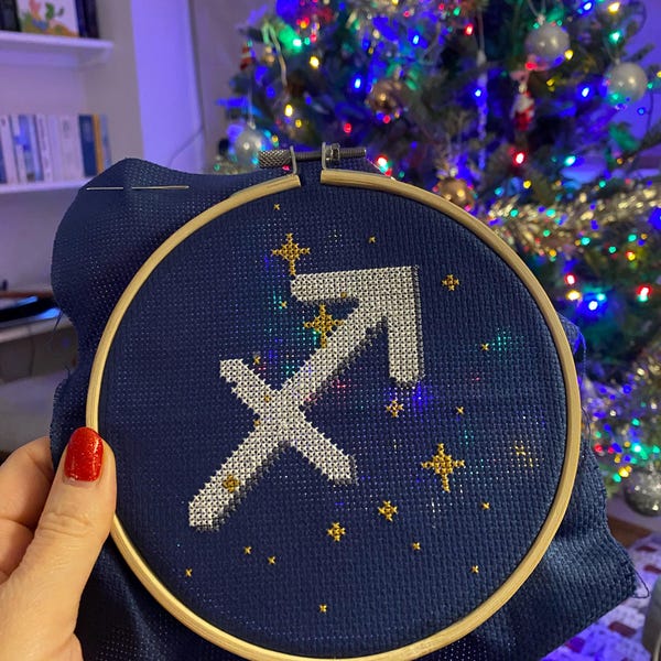 Aquarius Star Sign Cross Stitch Pattern PDF Download // Print at Home ...