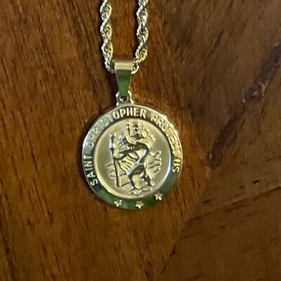 Saint Christopher Necklace 5 Way Set Men's Necklace Gold St Christopher ...