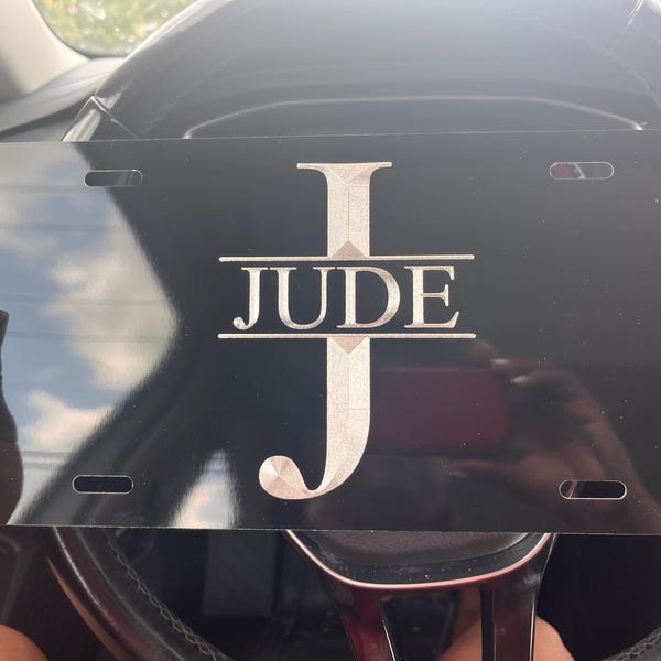 Name Initial Monogram License Plate Car Tag Vanity Front Custom Diamond ...