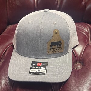 10 Custom Cattle Tag Hat, Hat , Cap, Leather Engraved, Leather Patch ...