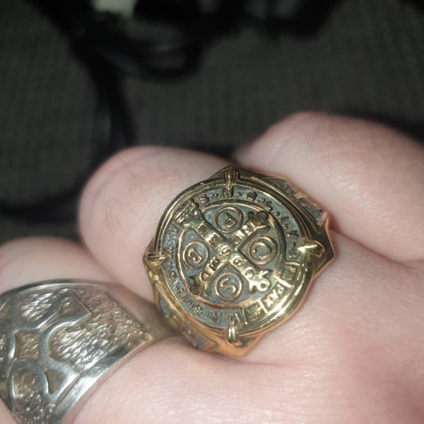 St Benedict Exorcism Cross Demon Protection Ghost Rings, St Benedict ...