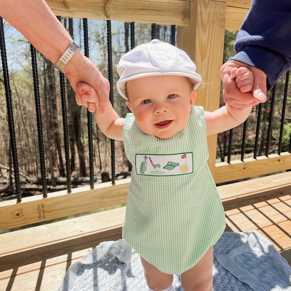 Baby Boy Green Seersucker Golf Bubble - Etsy