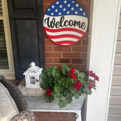 Handmade Mid-century Modern Wall Decor, Retro Welcome Door Hanger ...