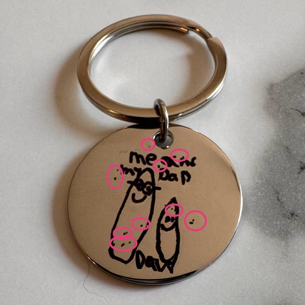 Custom Keyring Actual Kids Drawing Photo- Custom Artwork Keychain ...