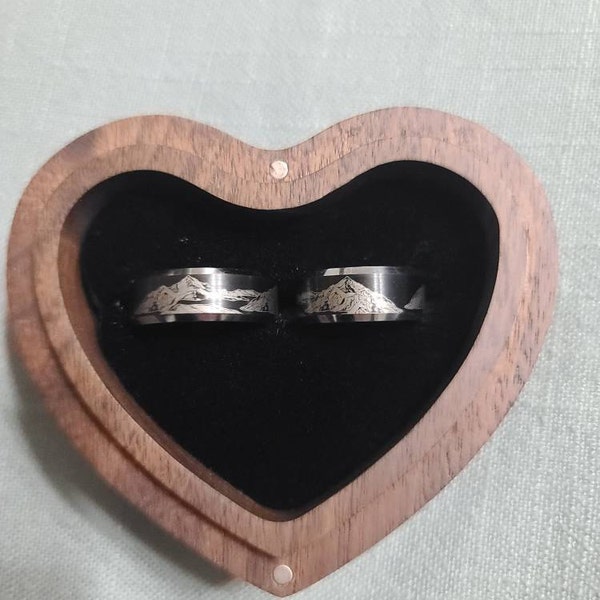 Engraved Minimal Mountain Landscape Ring, 3D Mountain Lines Ring ...