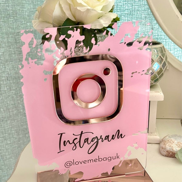 Custom Acrylic Instagram Sign for Business Reception - Social Media ...