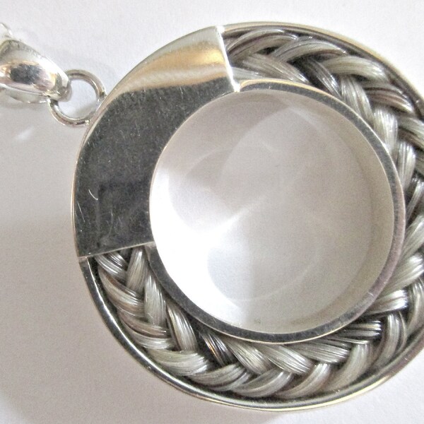 Large Circle Sterling Silver Braided Horse Hair Pendant Necklace ...