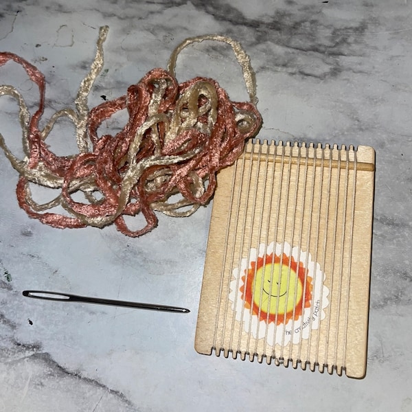 Tiny Loom Weaving Kit - Natural Colors, Craft Care Package, Mini ...