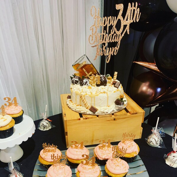 Number 34 Cupcake Toppers, Thirty Four Food Picks, 34th Birthday ...