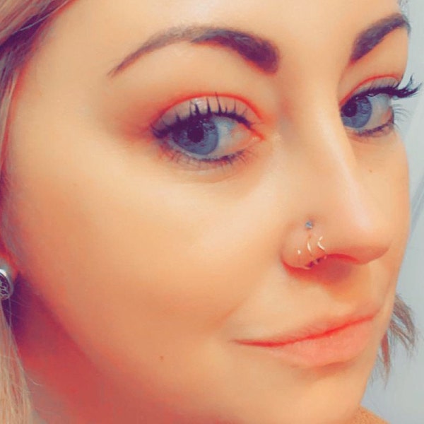 Wavy Triple Hoop Nose Ring for Single Pierced Nose, 22 or 20 Gauge Wire ...