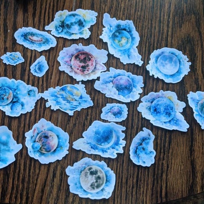 Planets Themed Stickers Pack, Space Sticker Set, Galaxy, Moon, Cosmos ...