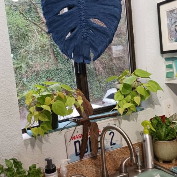 Monstera Leaf Macrame Wall Hanging - BIG Green Leaf - Etsy