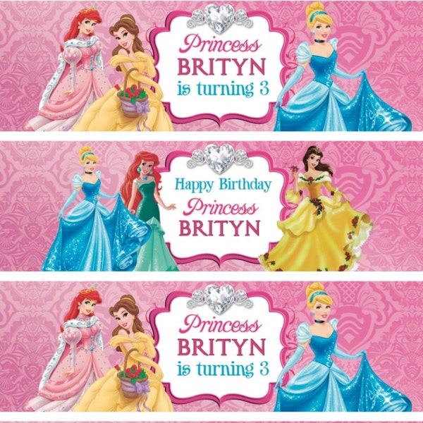 Disney Princess Water Botlle Label Print Yourself, Princess Birthday ...