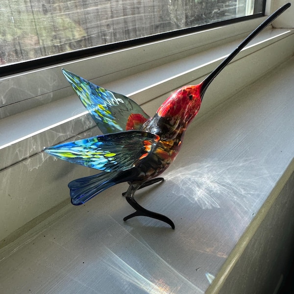 Blown Glass Hummingbird Colibri Figurines Ornament Animals Bird ...