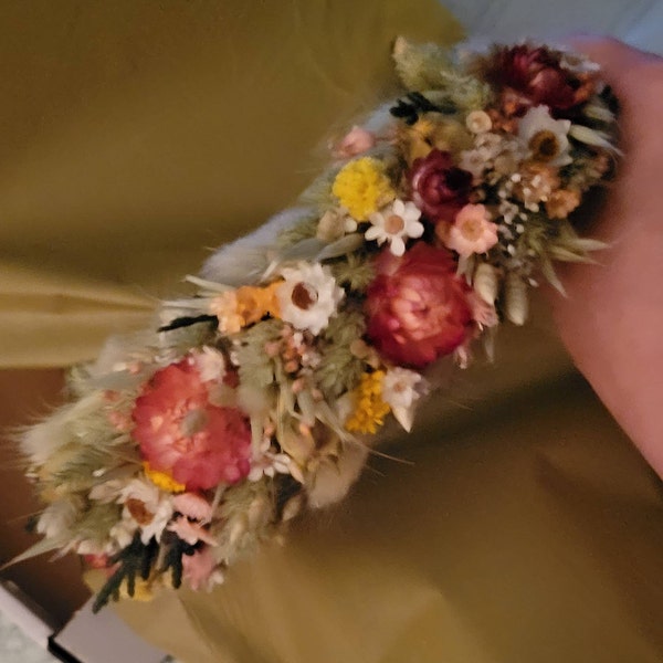 Head Wreath, Wedding Headband, Rustic Wreath, Dried Flowers Headband ...
