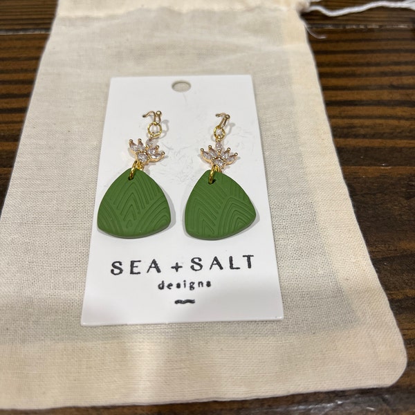 CLAY EARRINGS, White & Aqua Small Circle Teardrop Dangles, Handmade ...